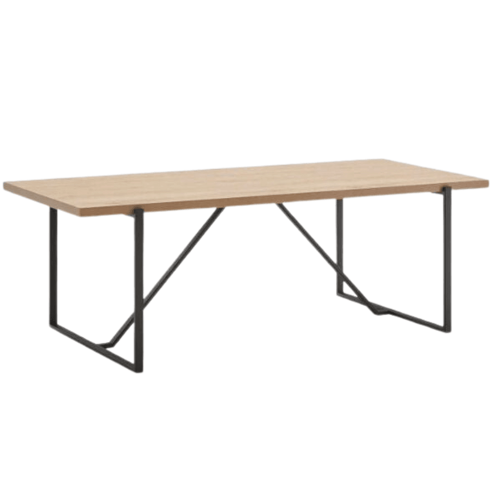 Momentous Living - Industrial Rectangular Wooden Kitchen Dining Table 180cm W/ Meta Legs - Dark Oak