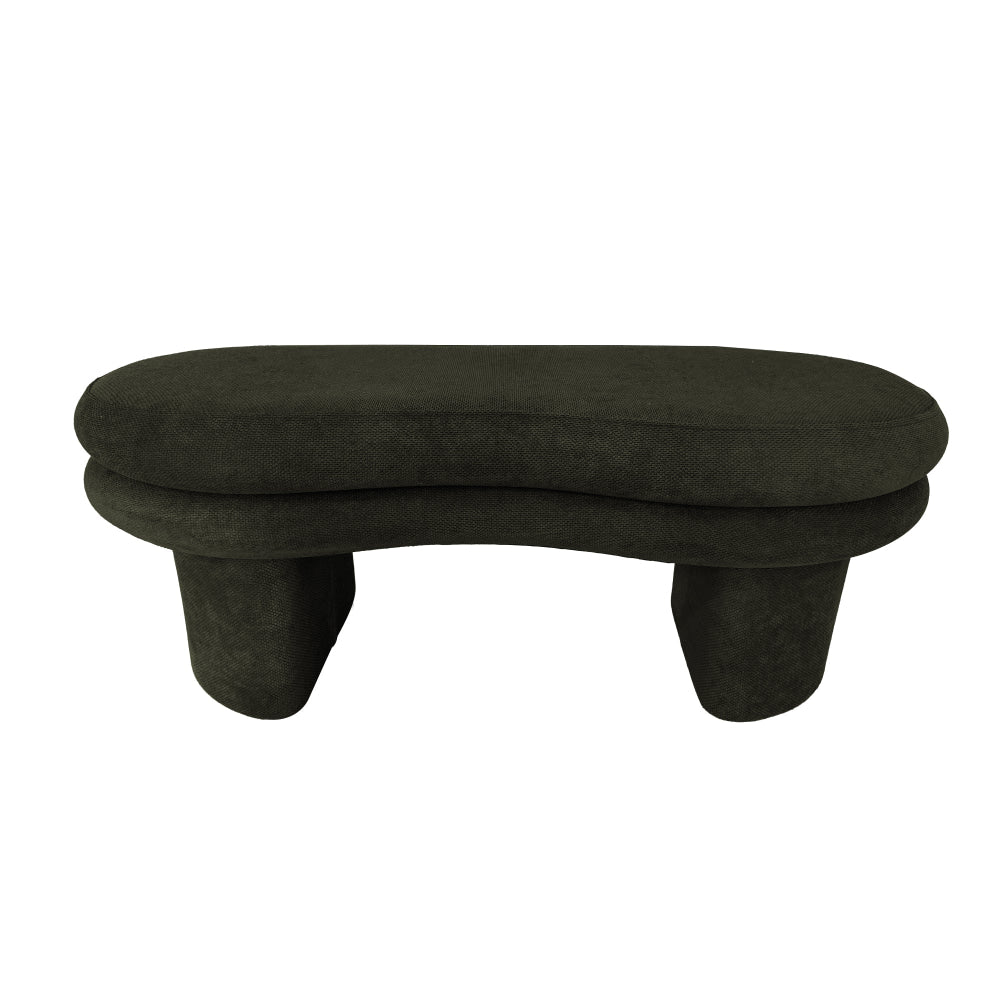 Momentous Living - River Curved Moden Fabric Bench Seat Ottoman Green ...