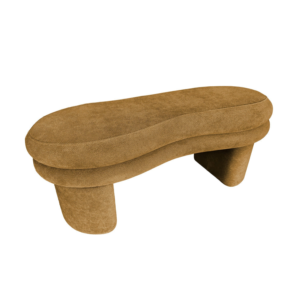 Momentous Living - River Curved Moden Fabric Bench Seat Ottoman Yellow ...