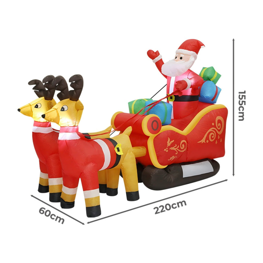Momentous Living - Santaco LED Inflatable Santa Sleigh Reindeer 2.2M ...