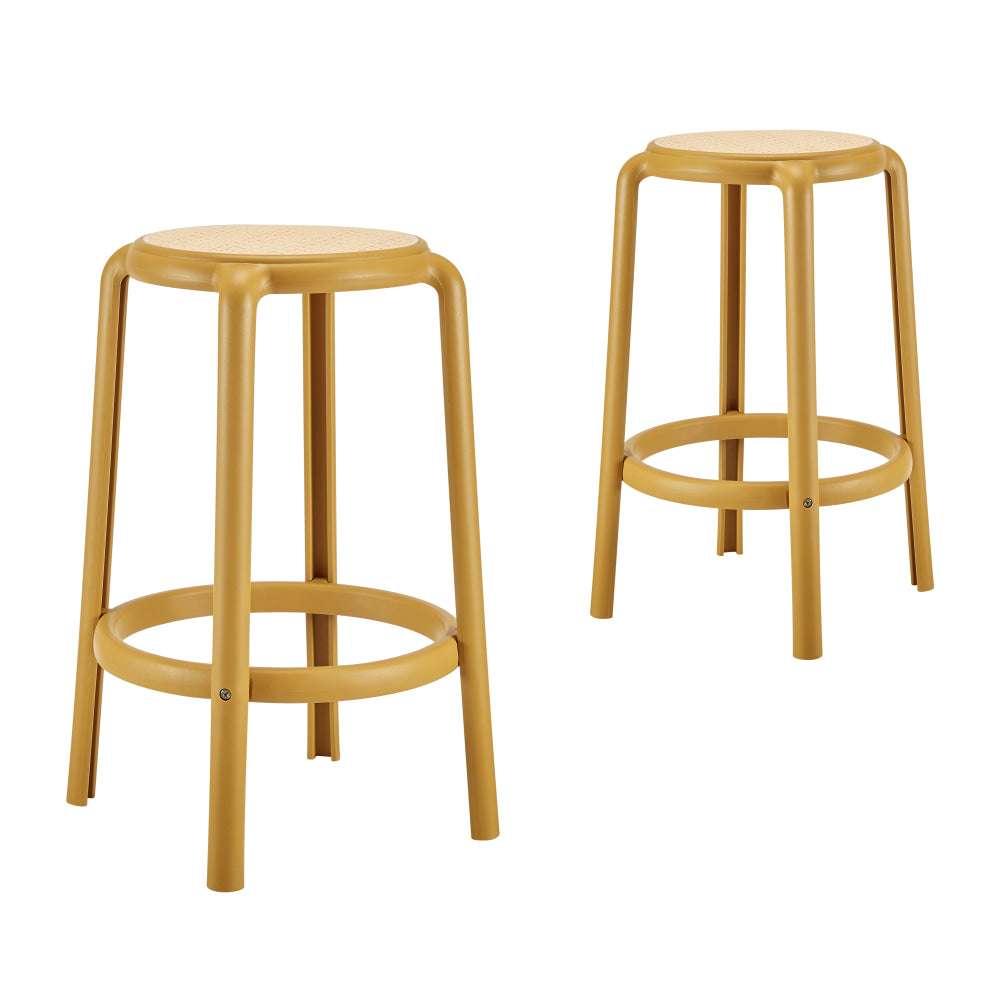 Momentous Living - Set Of 2 Jiro Kitchen Counter Bar Stool Round 65cm ...