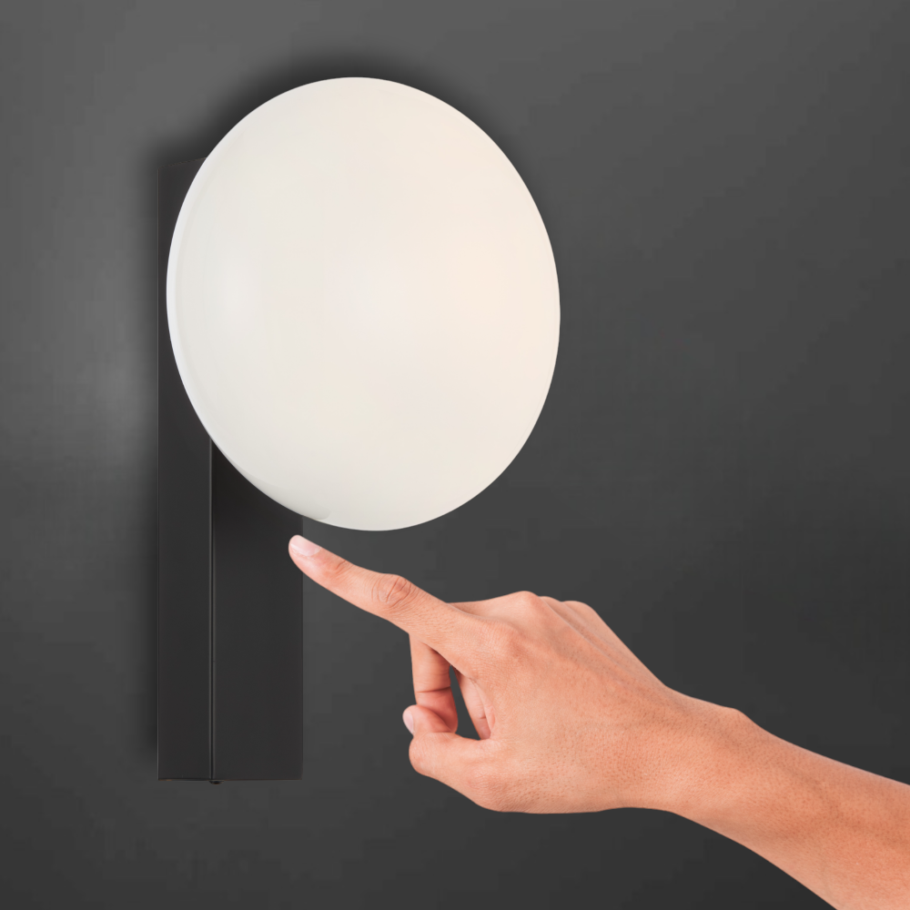Momentous Living - Skyla Modern Wall Lamp Light Metal Glass Black Opal ...