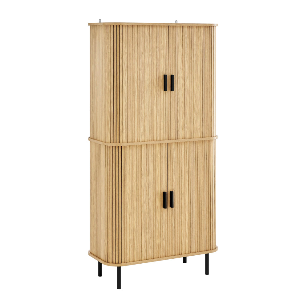 Momentous Living - Galene Tall 4-Doors Storage Cupboard Display Cabinet ...