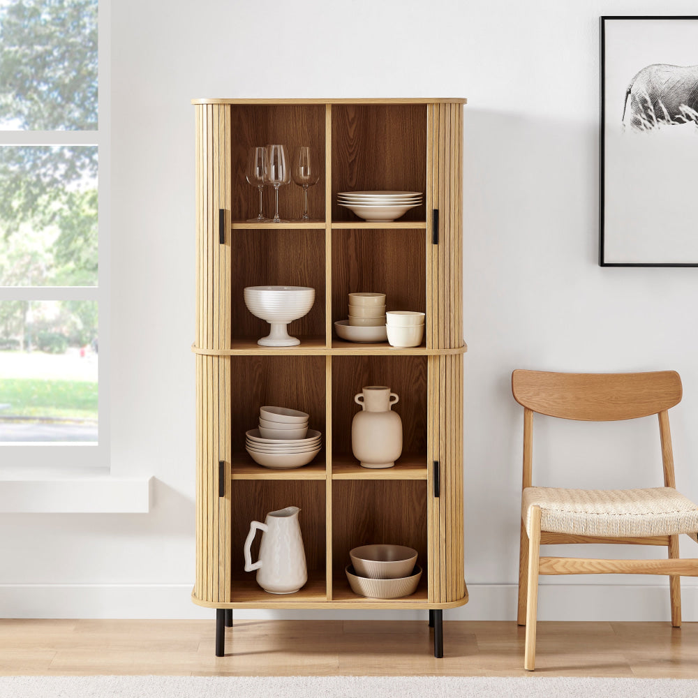Momentous Living - Galene Tall 4-Doors Storage Cupboard Display Cabinet ...
