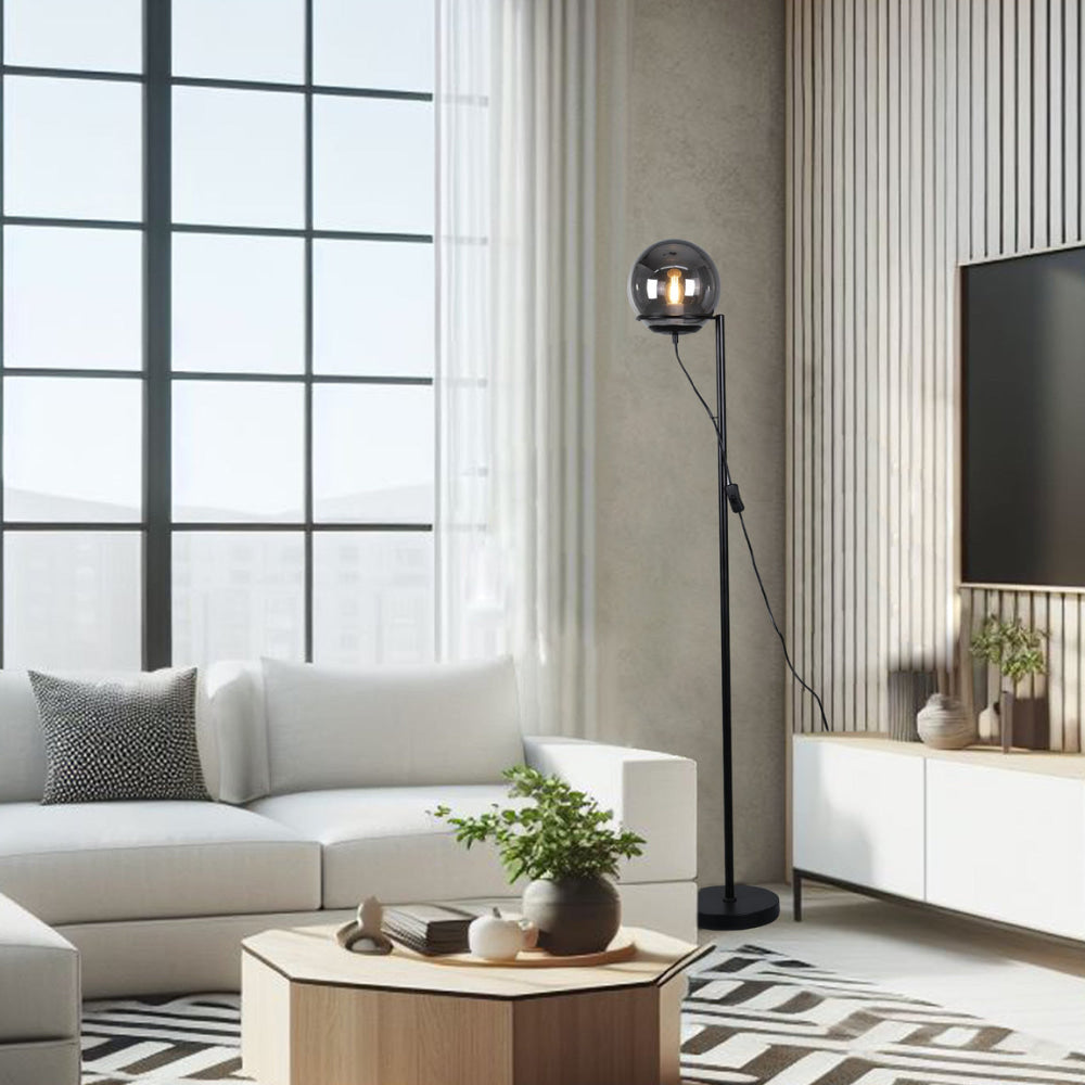 Momentous Living - Sybil Modern Metal Base Glass Shade Floor Light Lamp ...