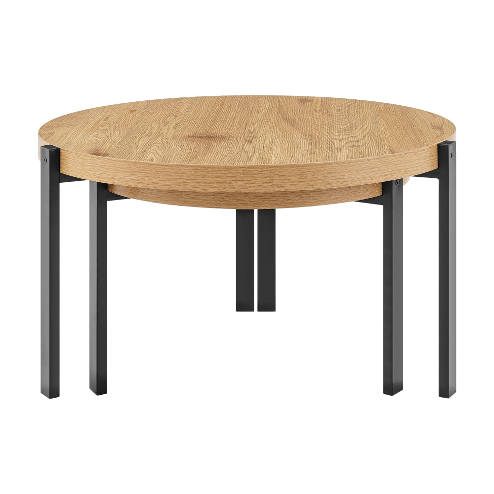 Momentous Living Tiern Set Of 2 Wooden Round Tea Coffee Table Oak ...