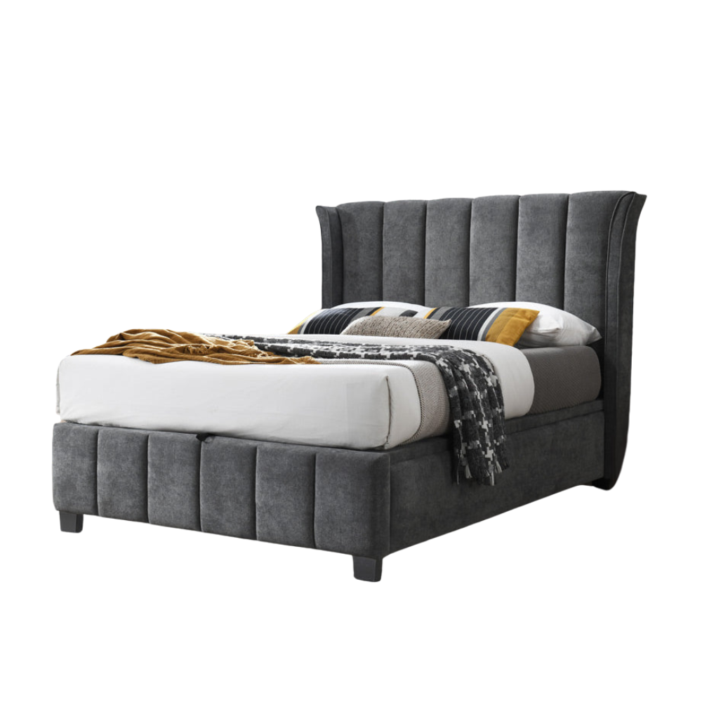 Momentous Living - Vida Fabric Gas Lift Storage Bed Frame Queen Size ...