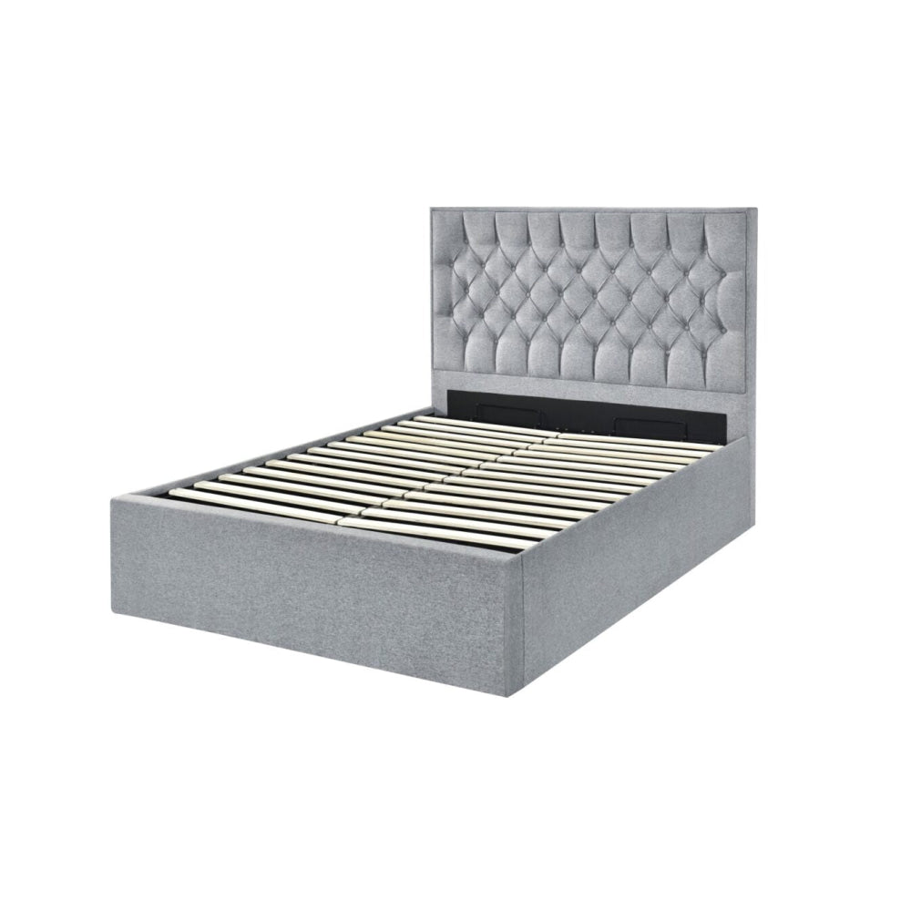 Momentous Living - Luxury Button Tufted Fabric Gas Lift Bed Frame ...