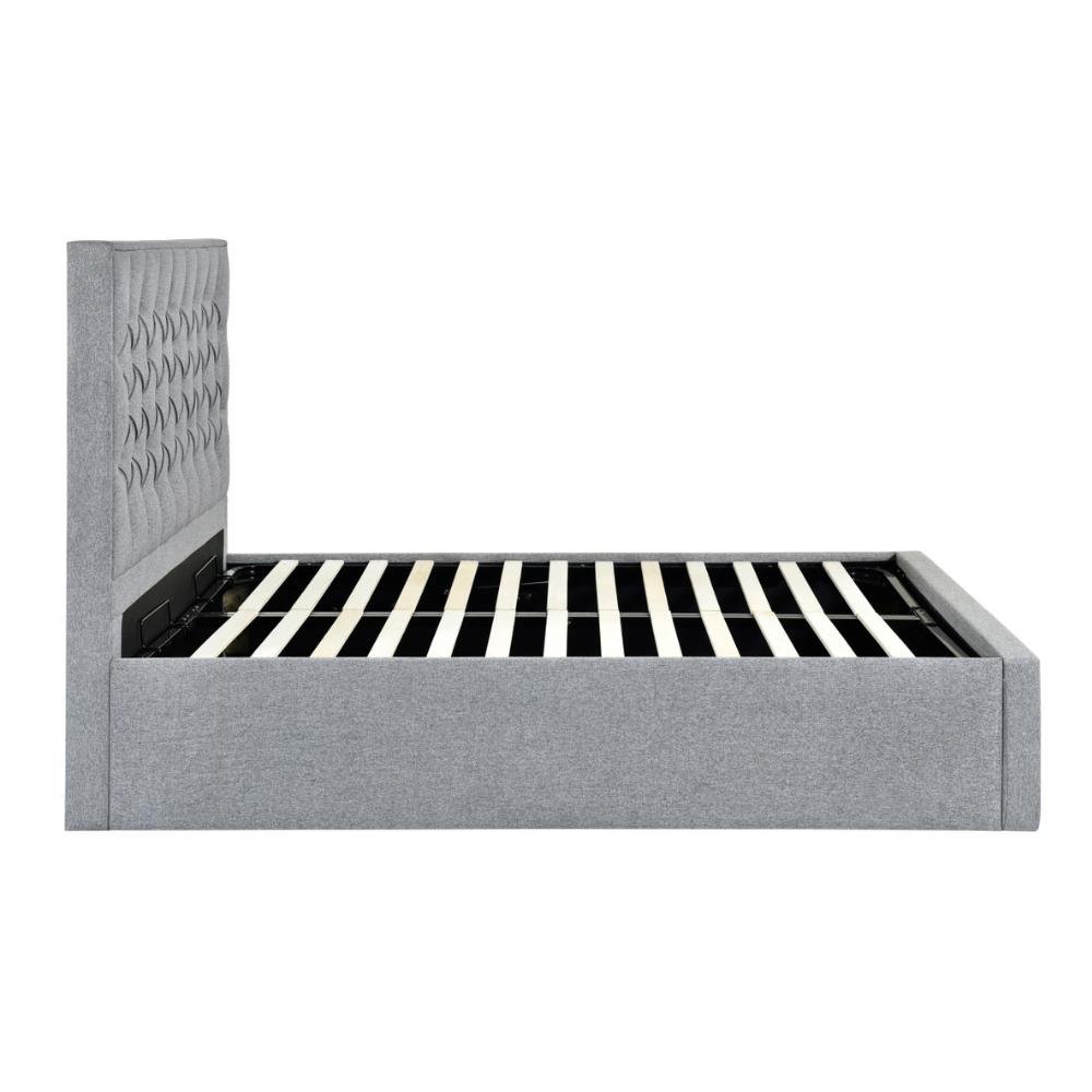 Momentous Living - Luxury Button Tufted Fabric Gas Lift Bed Frame Queen ...