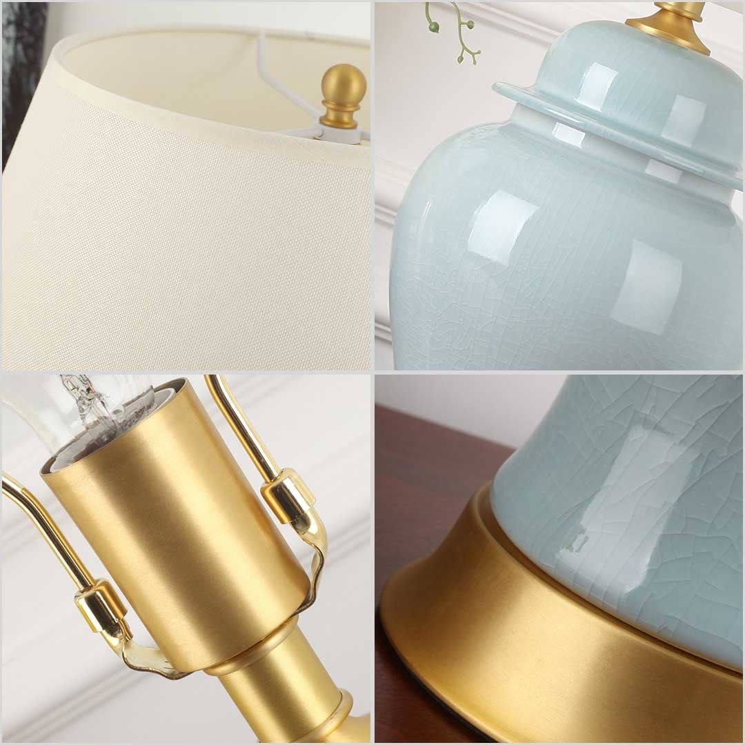 Momentous Living - 2X Oval Ceramic Table Lamp with Gold Metal Base Desk ...