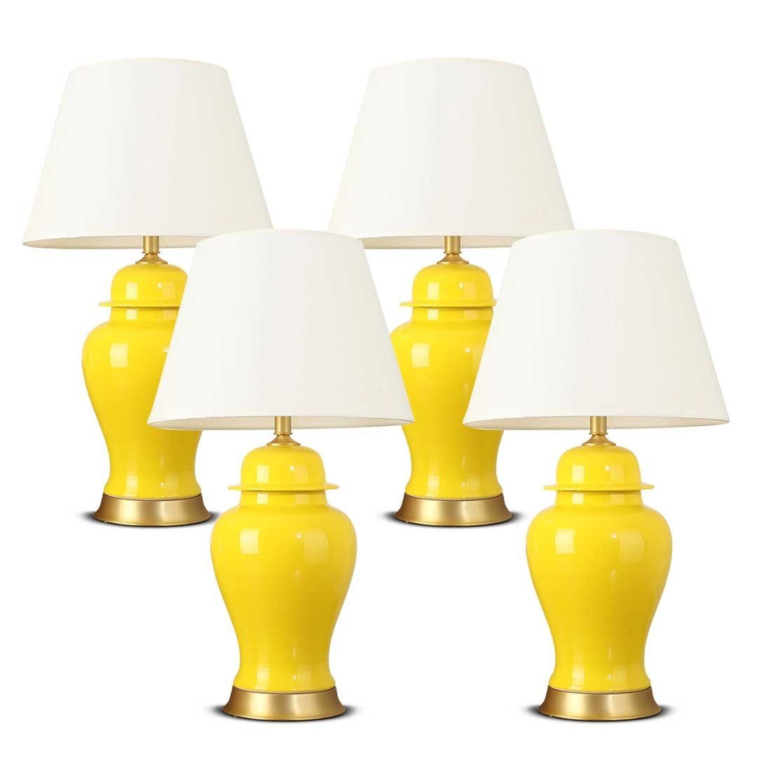 Momentous Living - 4X Oval Ceramic Table Lamp with Gold Metal Base Desk ...