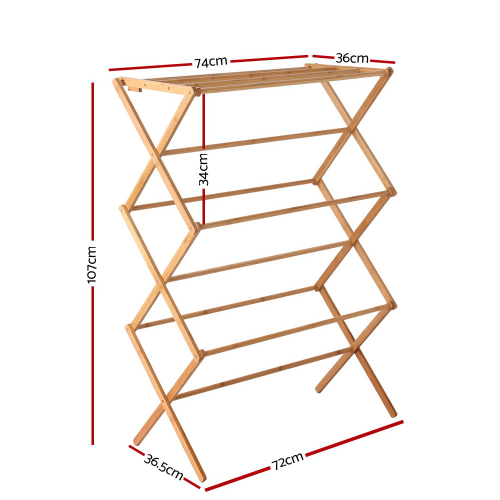 Momentous Living - Bamboo Clothes Dry Rack Folable Towel Hanger Laundry ...
