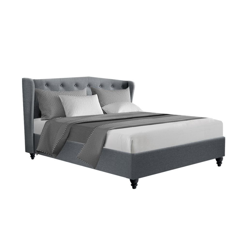 Momentous Living - Pier Bed Frame Fabric - Grey Double Bed Frame Bed Frames