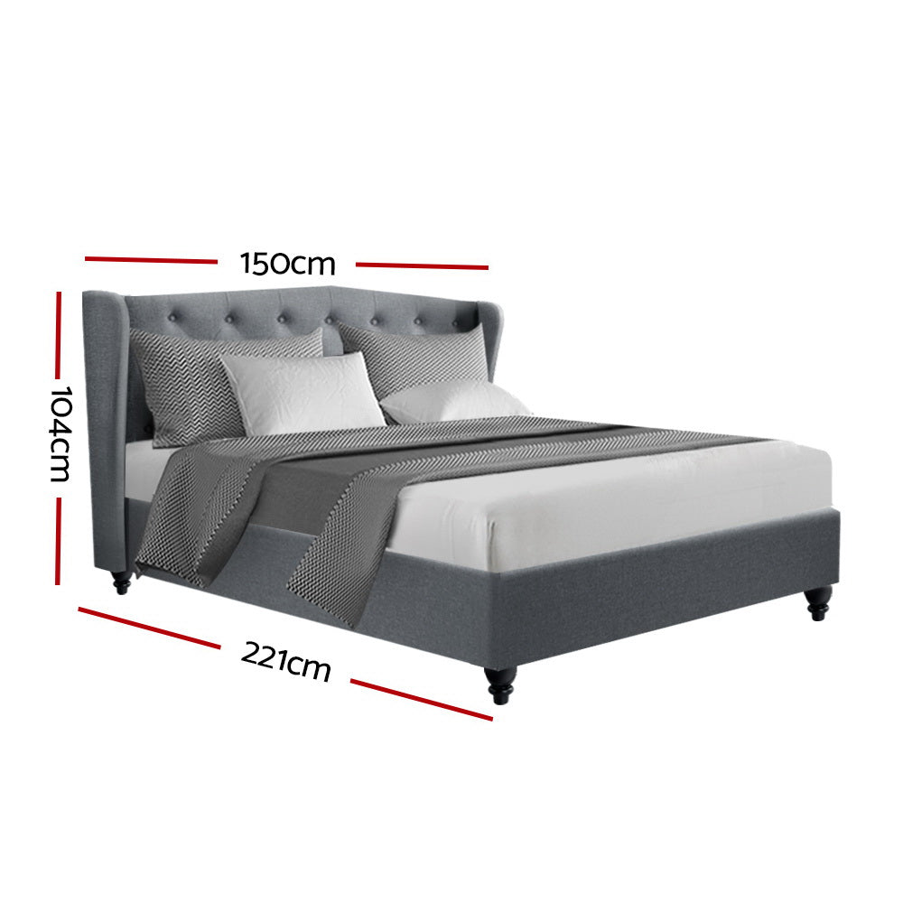 Momentous Living - Pier Bed Frame Fabric - Grey Double Bed Frame Bed Frames