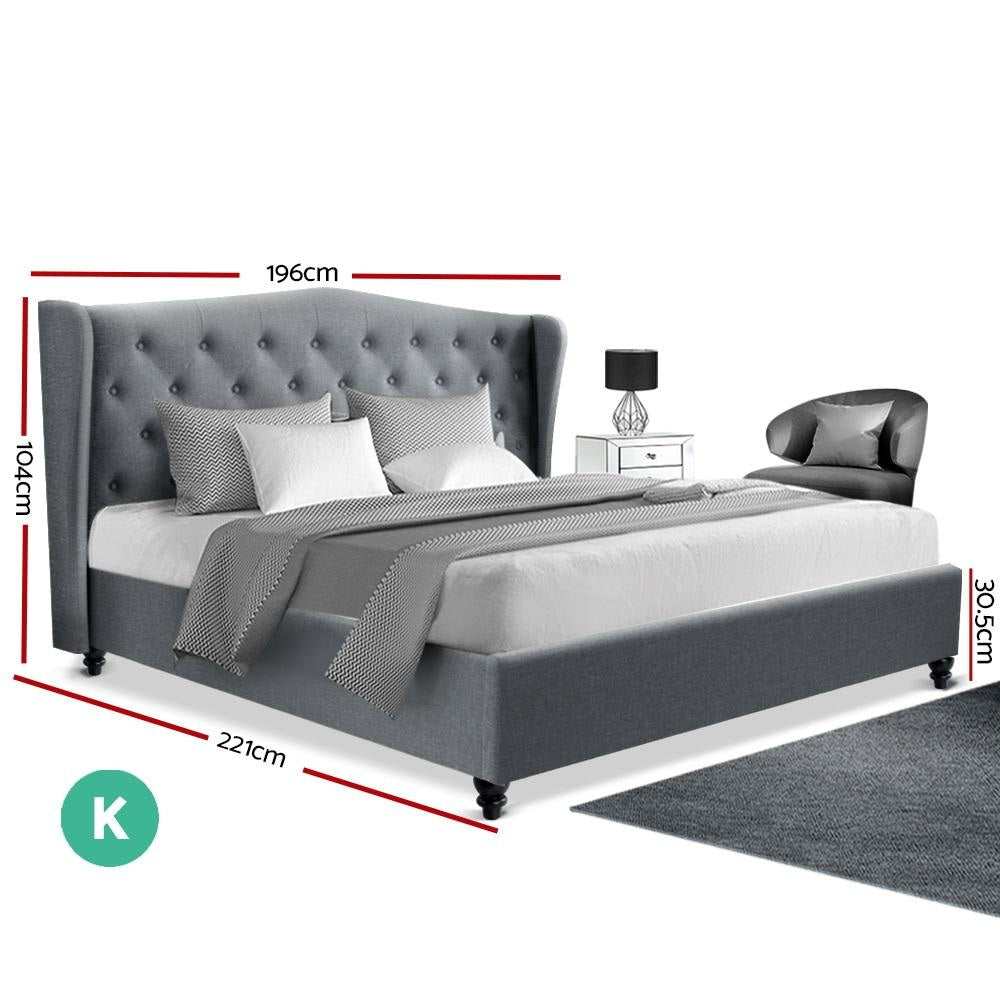 Momentous Living - Pier Fabric French Provincial Bed Frame W/ Headboard ...