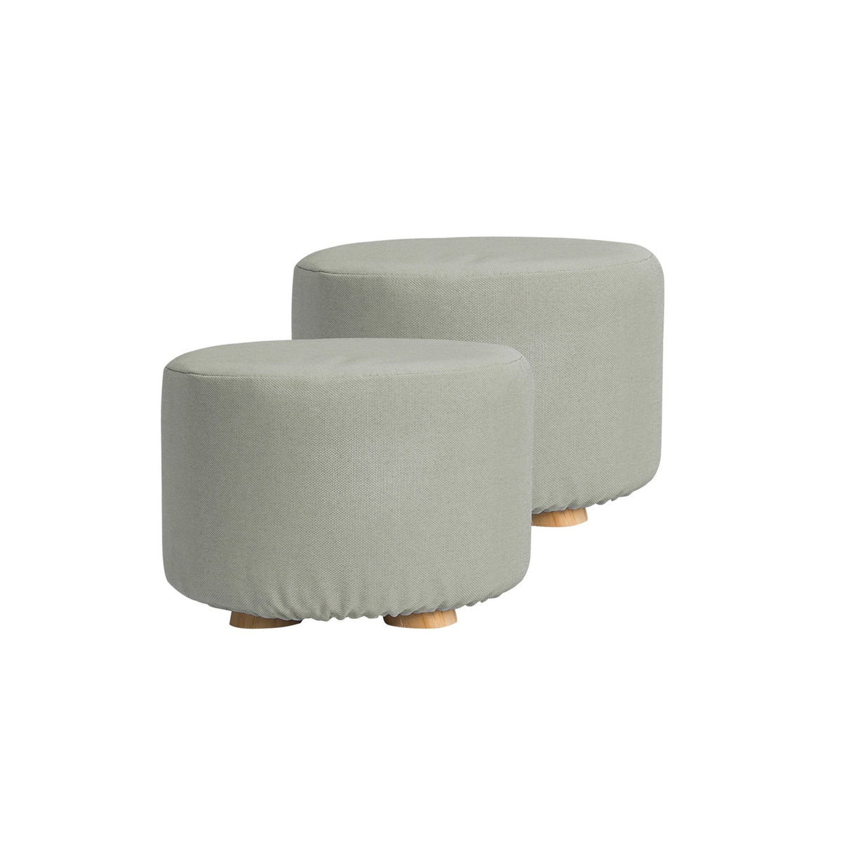 Momentous Living - La Bella 2 Set Grey Fabric Ottoman Round Wooden Leg ...