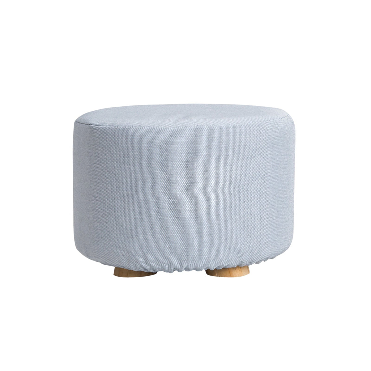 Momentous Living - La Bella Light Blue Fabric Ottoman Round Wooden Leg ...