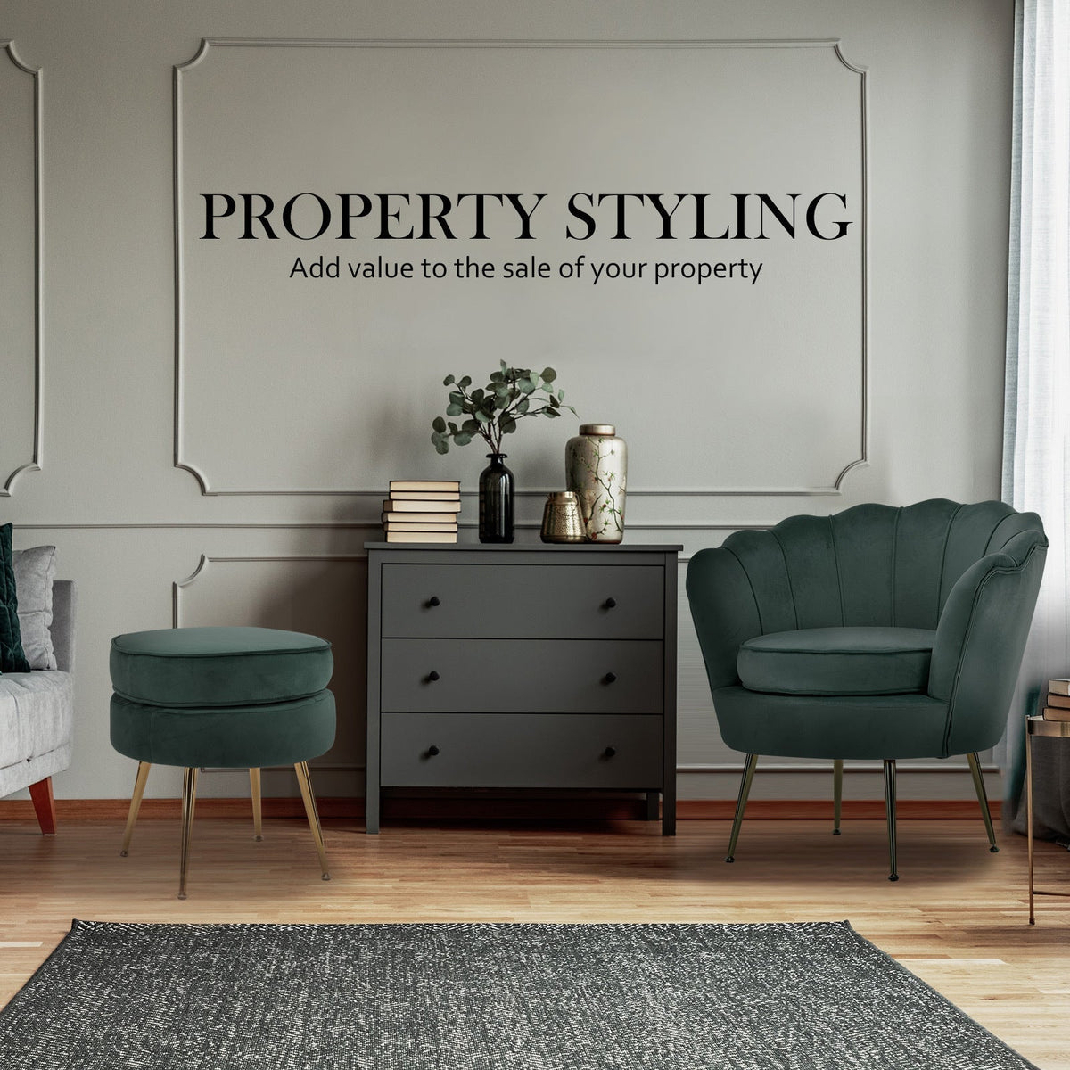 Momentous Living - La Bella Shell Scallop Green Armchair Accent Chair ...