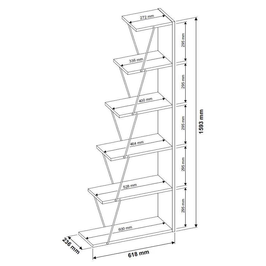 Momentous Living - Asher 5-Tier Stepped Bookcase Display Shelf Storage ...