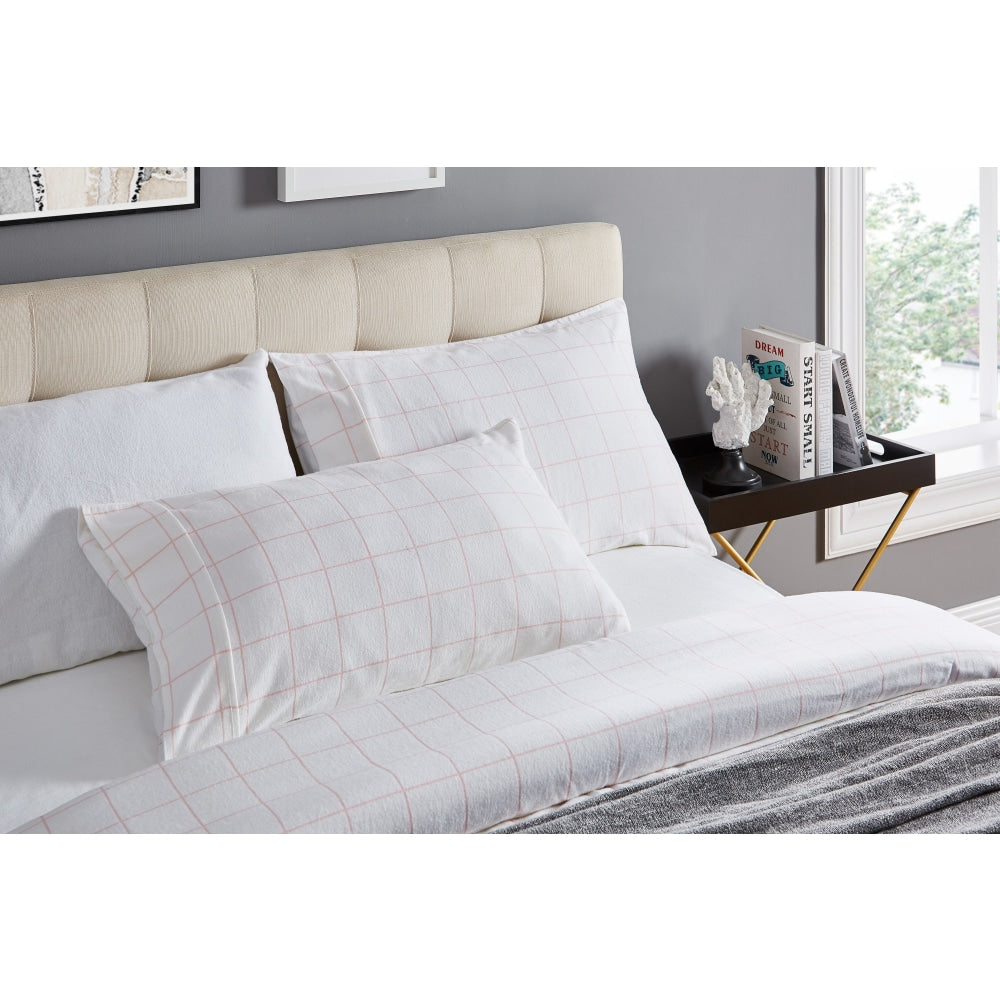 Momentous Living - Check Cotton Flannelette Quilt Cover Set - Pink ...