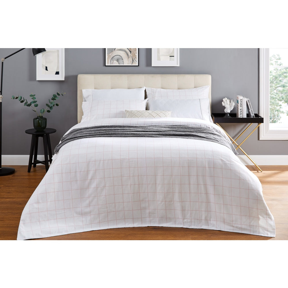 Momentous Living - Check Cotton Flannelette Quilt Cover Set - Pink ...