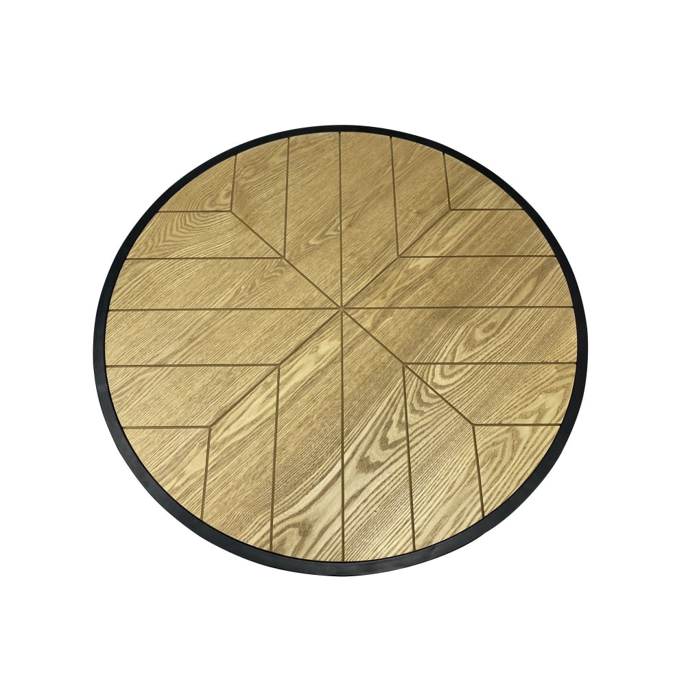 Momentous Living - Chevron Round Wood Top Metal Frame Coffee Table ...