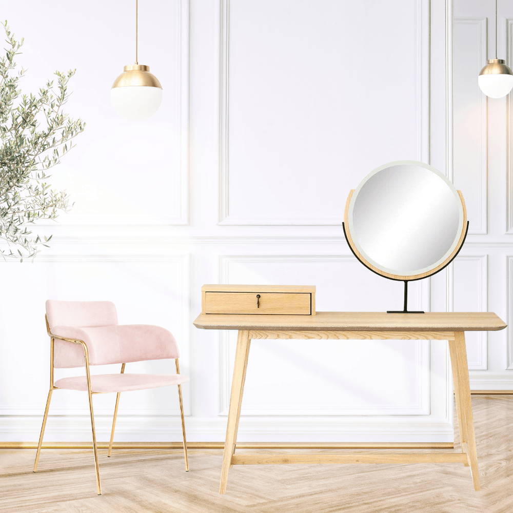 Momentous Living - Epica 1-Drawer Console Dressing Table With Mirror ...