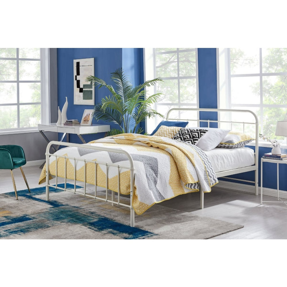Momentous Living - Florence Metal Bed Frame - White Double Bed Frame ...