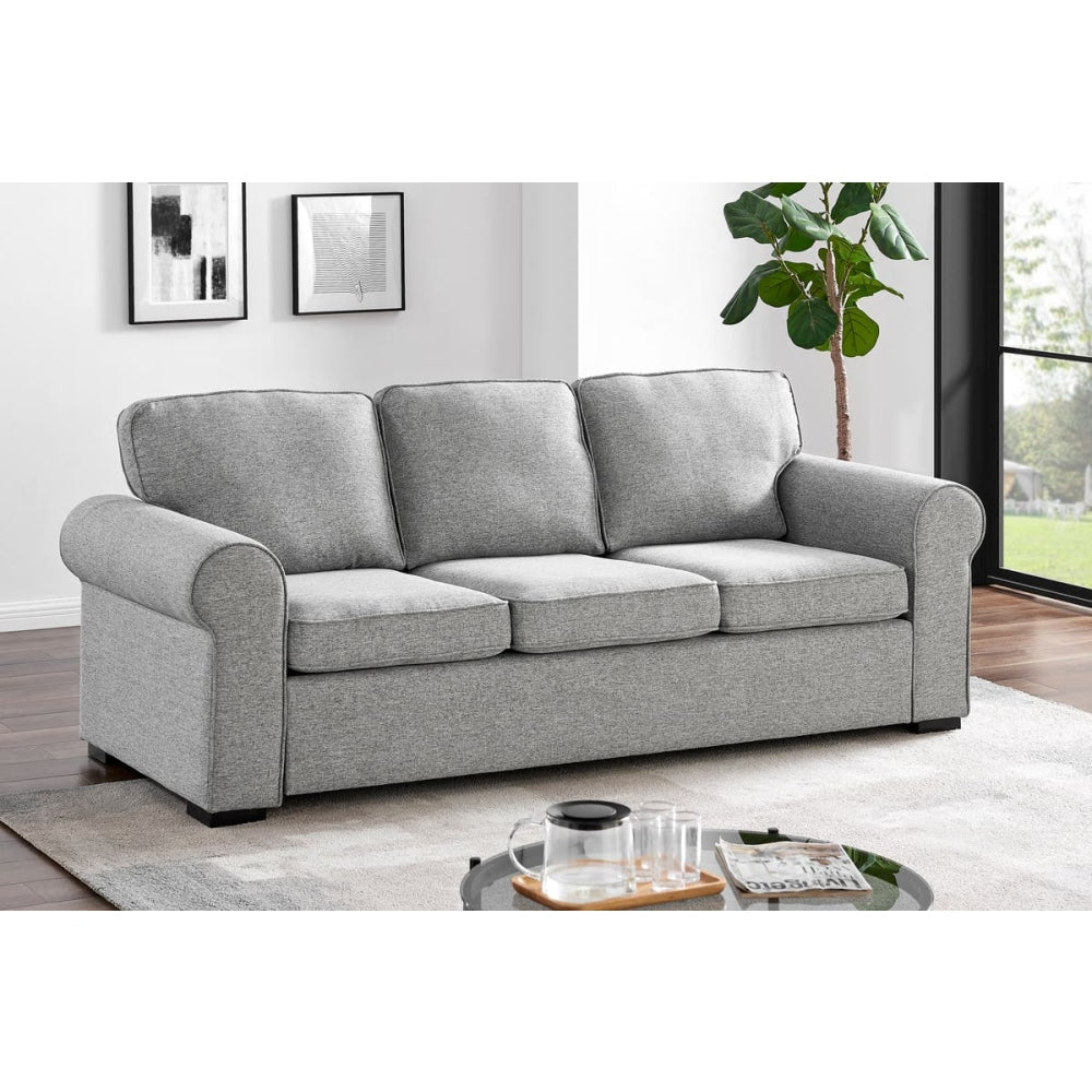 Momentous Living - Hamptons 3-Seater Fabric Lounge Sofa - Salt & Pepper ...