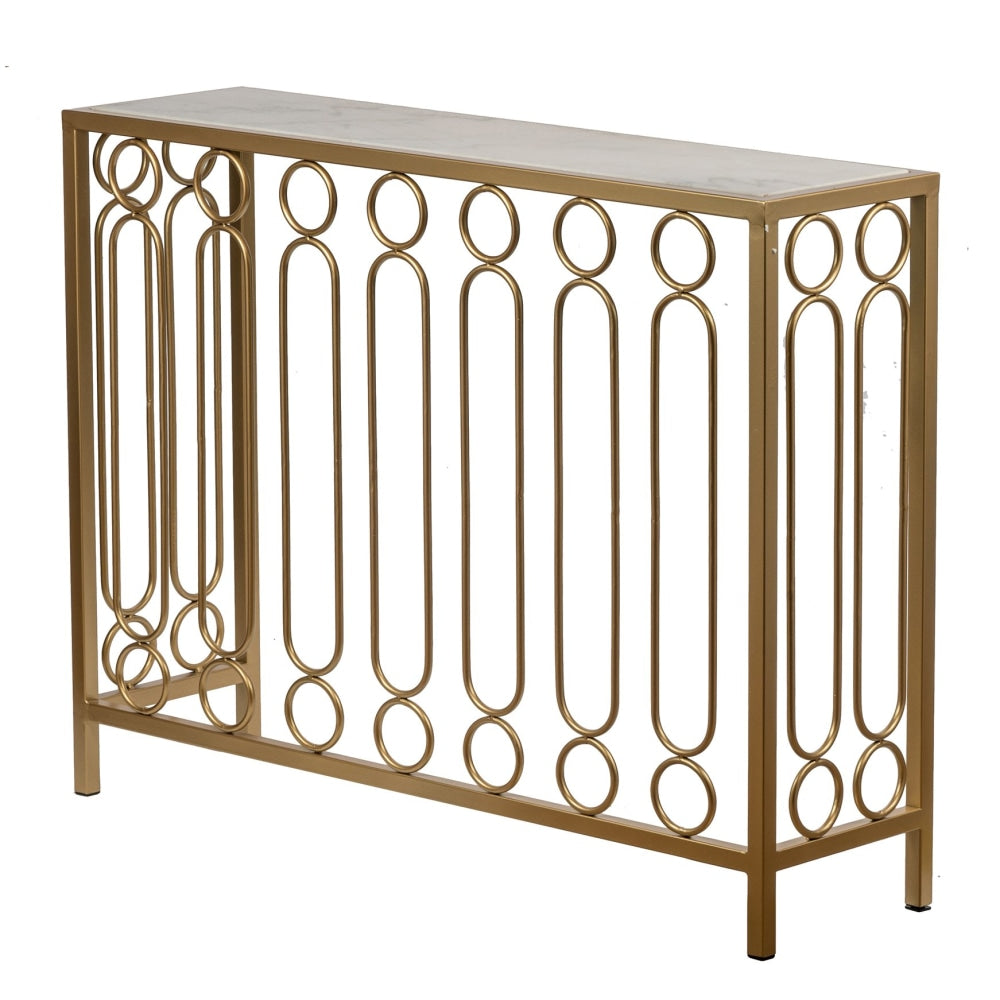 Momentous Living - Hoop Bar Marble Hall Console Hallway Table W/ Metal ...