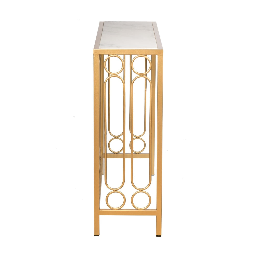 Momentous Living - Hoop Bar Marble Hall Console Hallway Table W/ Metal ...