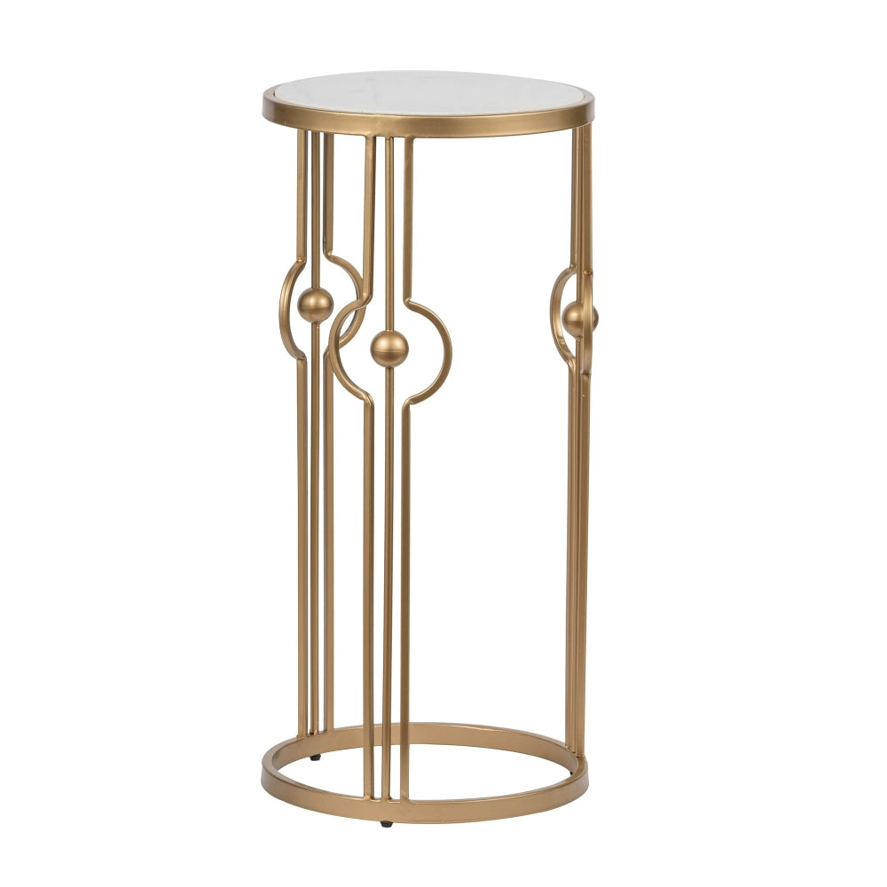 Momentous Living - Hoop Round Art Deco Marble Side Table Metal Frame ...