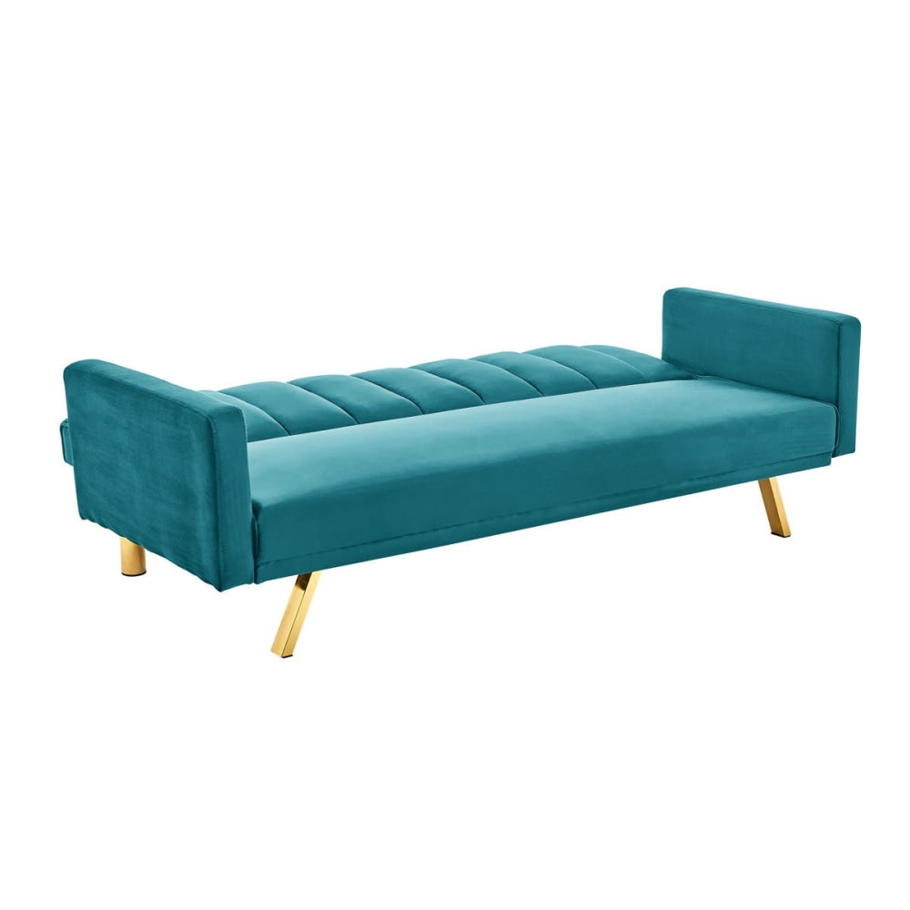 Momentous Living Lena Modern 3 Seater Velvet Fabric Sofa Bed Teal Momentous Living Lena Modern 3 Seater Velvet Fabric Sofa Bed Teal