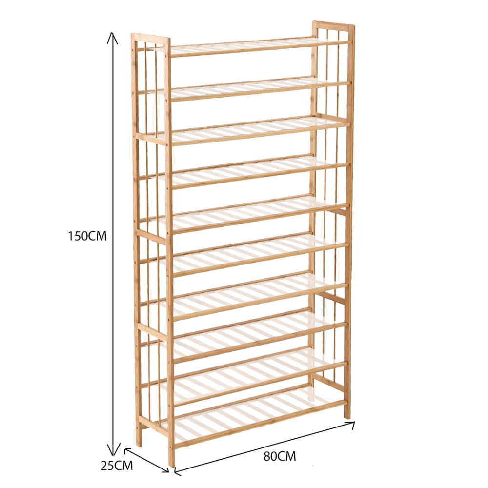 Momentous Living - Levede 10 Tiers 80cm Wide Bamboo Shoe Rack Storage ...