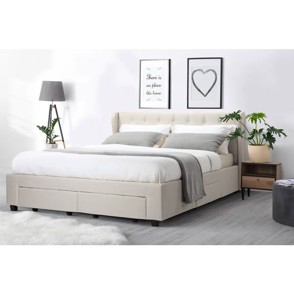 Momentous Living - Marseille Storage Bed Frame - Queen Beige Bed Frame ...