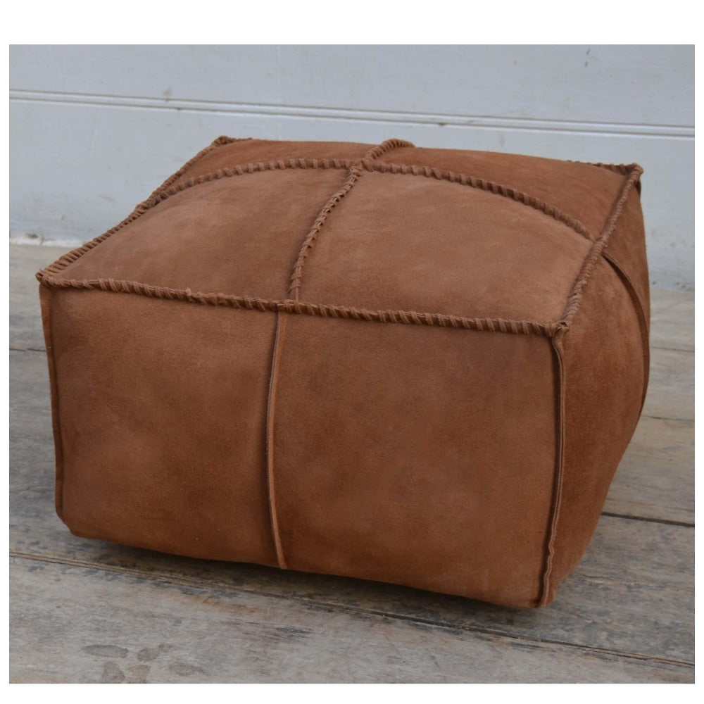 Momentous Living - Martin Leather Suede Texture Square Foot Stool ...