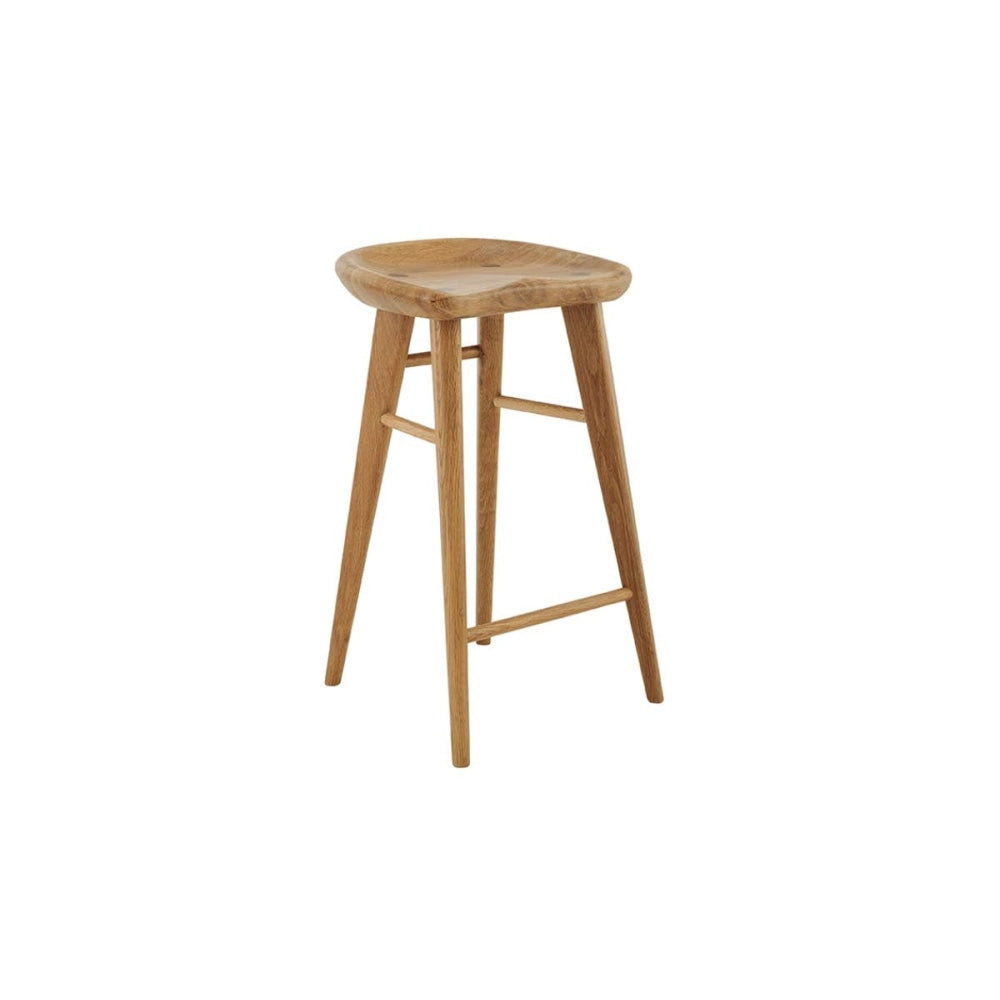 Momentous Living - Saddle Wooden Kitchen Counter Bar Stool 65cm - Oak ...
