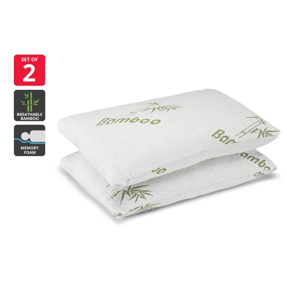 Momentous Living - Set of 2 Bamboo Memory Foam Pillows - Large Pillow ...