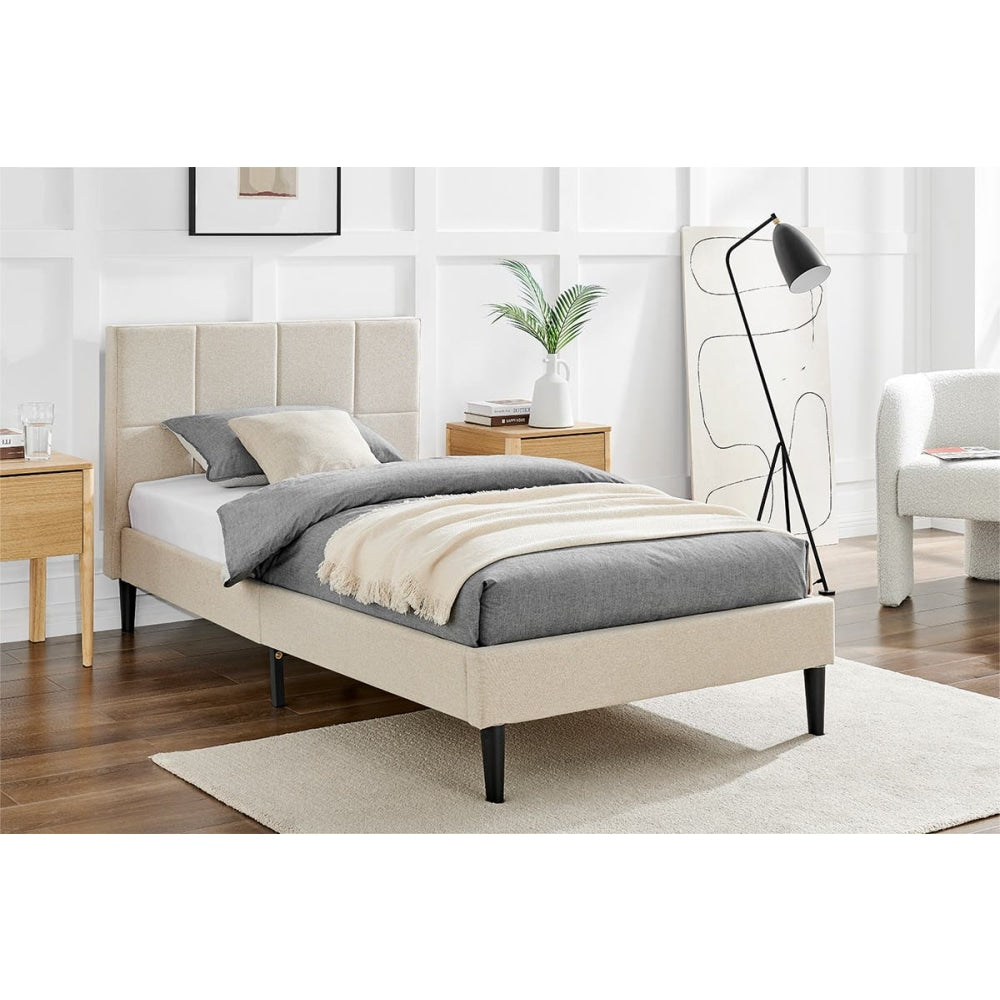 Momentous Living - Theodore Bed Frame - Beige Single Bed Frame Bed Frames