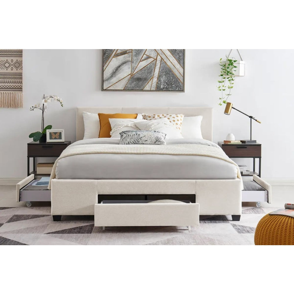 Momentous Living - Venice Collection 3 Drawer Bed Frame - Beige Queen ...